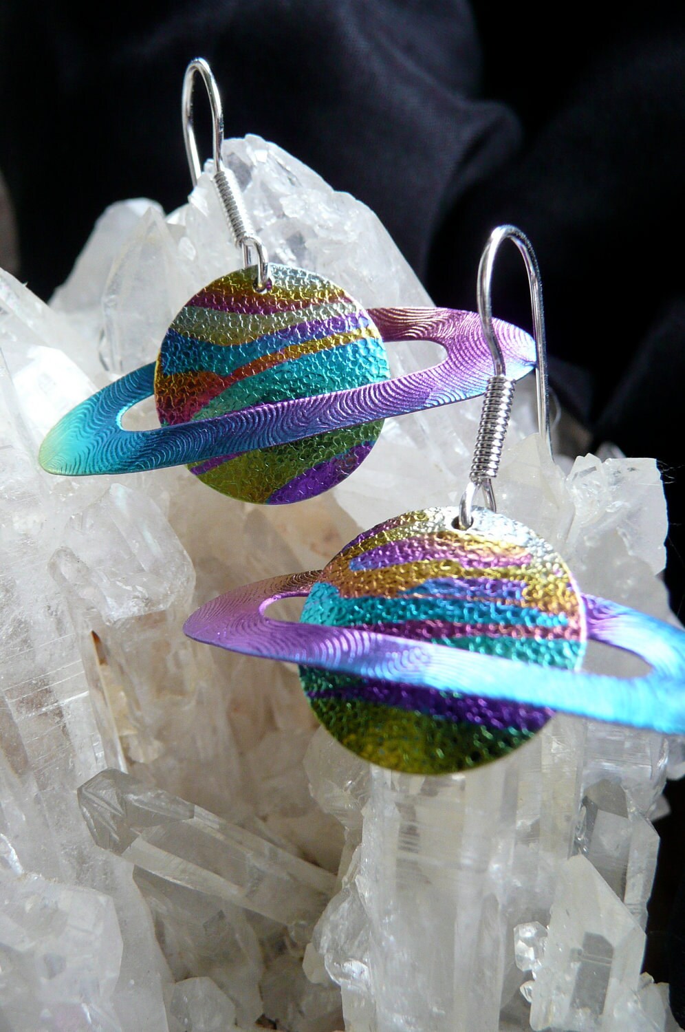 Saturn Niobium Jewelry Planet Cosmic Earrings Celestial - Etsy
