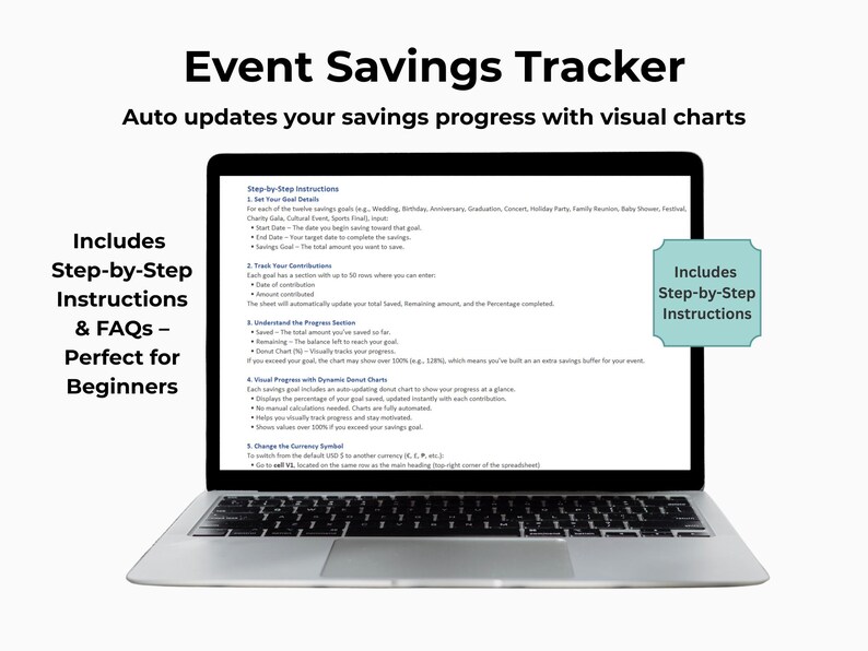 Event Savings Tracker: Excel Budget Spreadsheet With Visual Dashboard ...