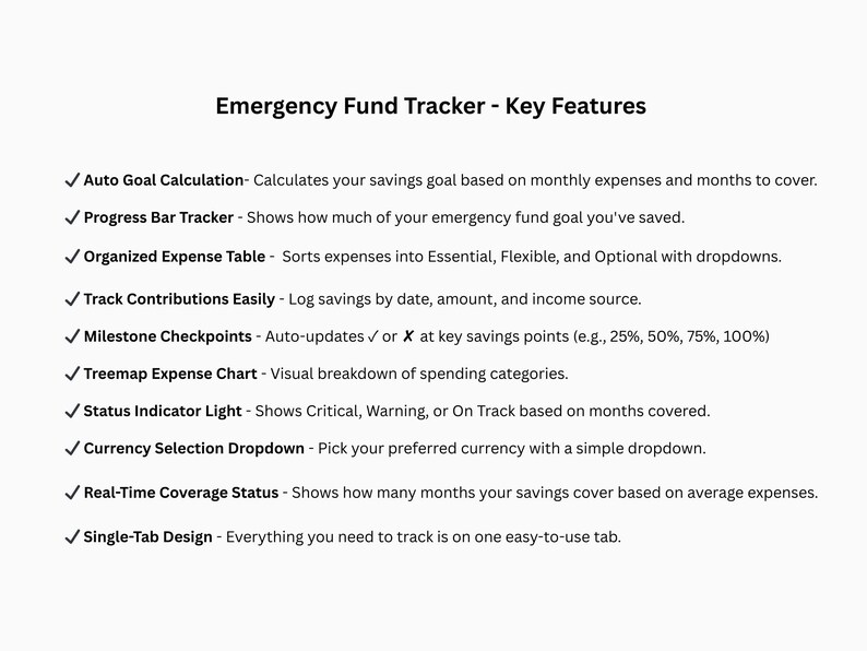 Emergency Fund Tracker: Excel Budget Spreadsheet for Savings Goals ...
