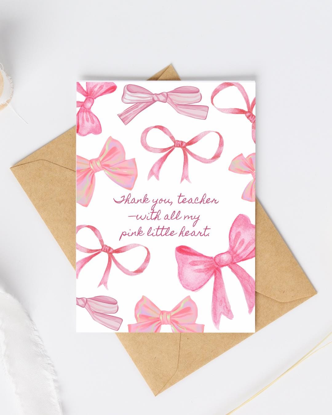 Coquette Teacher Thank You Card | Pink Bow Printable | With All My Pink ...
