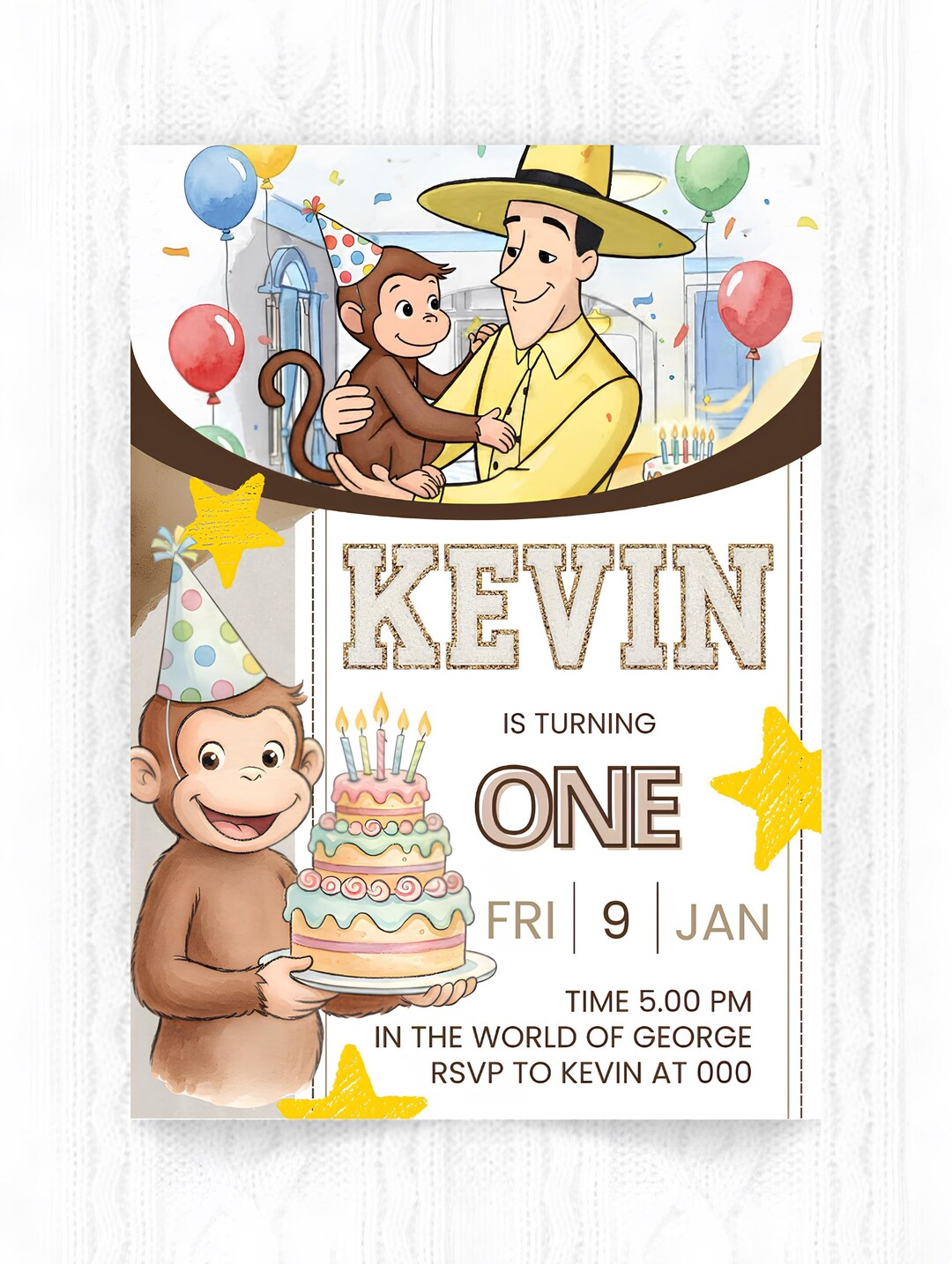 Curious George Animated Birthday Invitation With Music | Monkey Theme ...