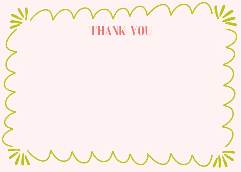 Printable Thank You Card | Bright and Fun Scallop Border Instant ...