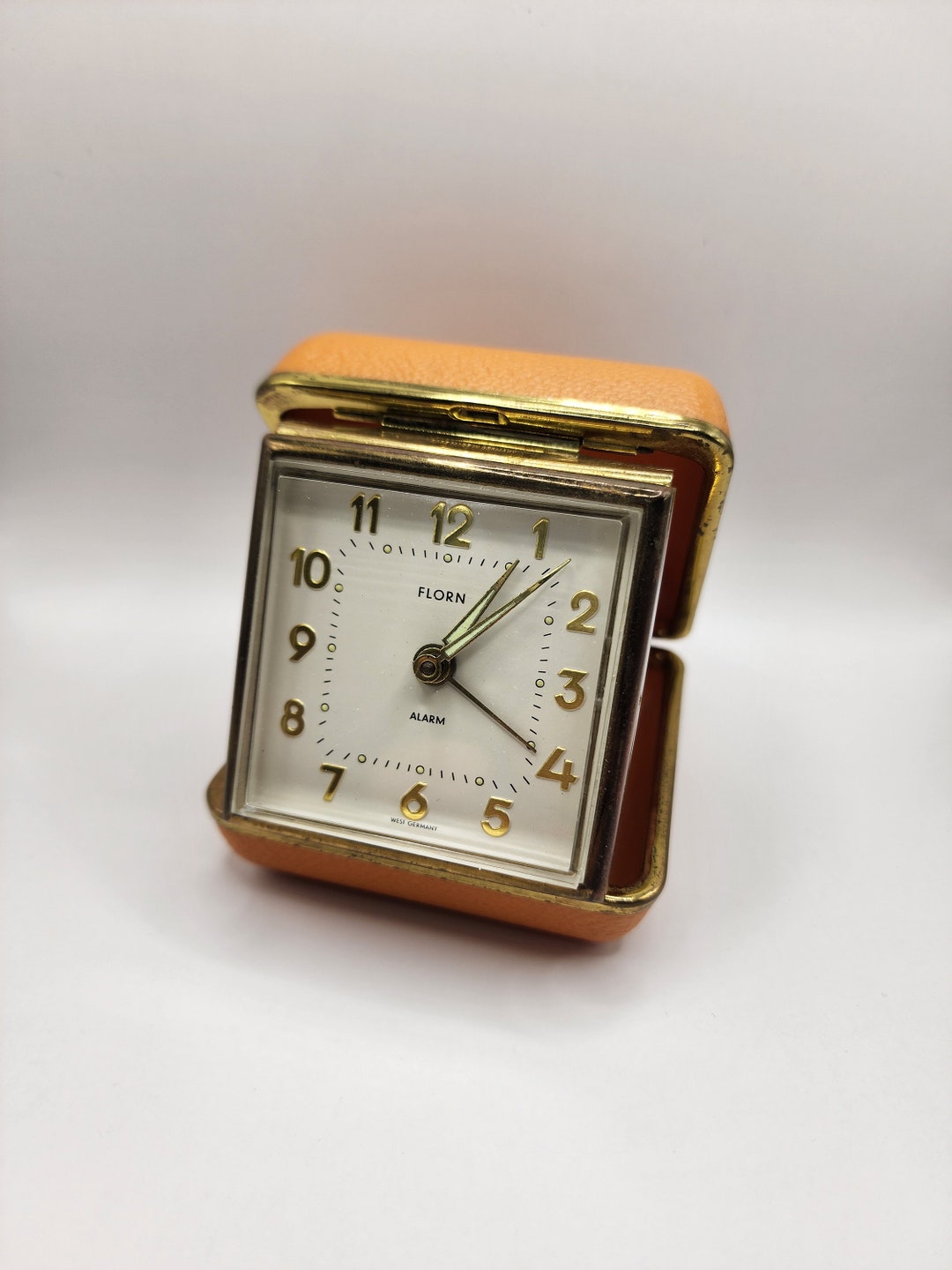 FLORN West Germany Light Tan Mid Century Winding Wind up Travel Alarm ...
