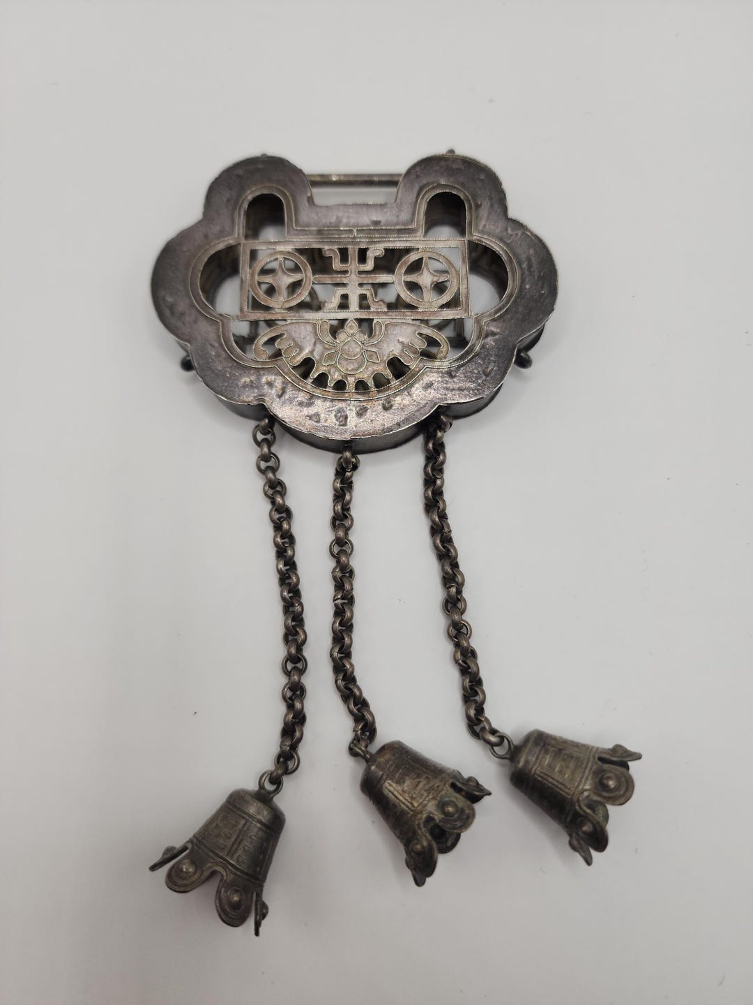 Antique Late 1800s Chinese Longevity Lock Ornate Pendant Charm for ...
