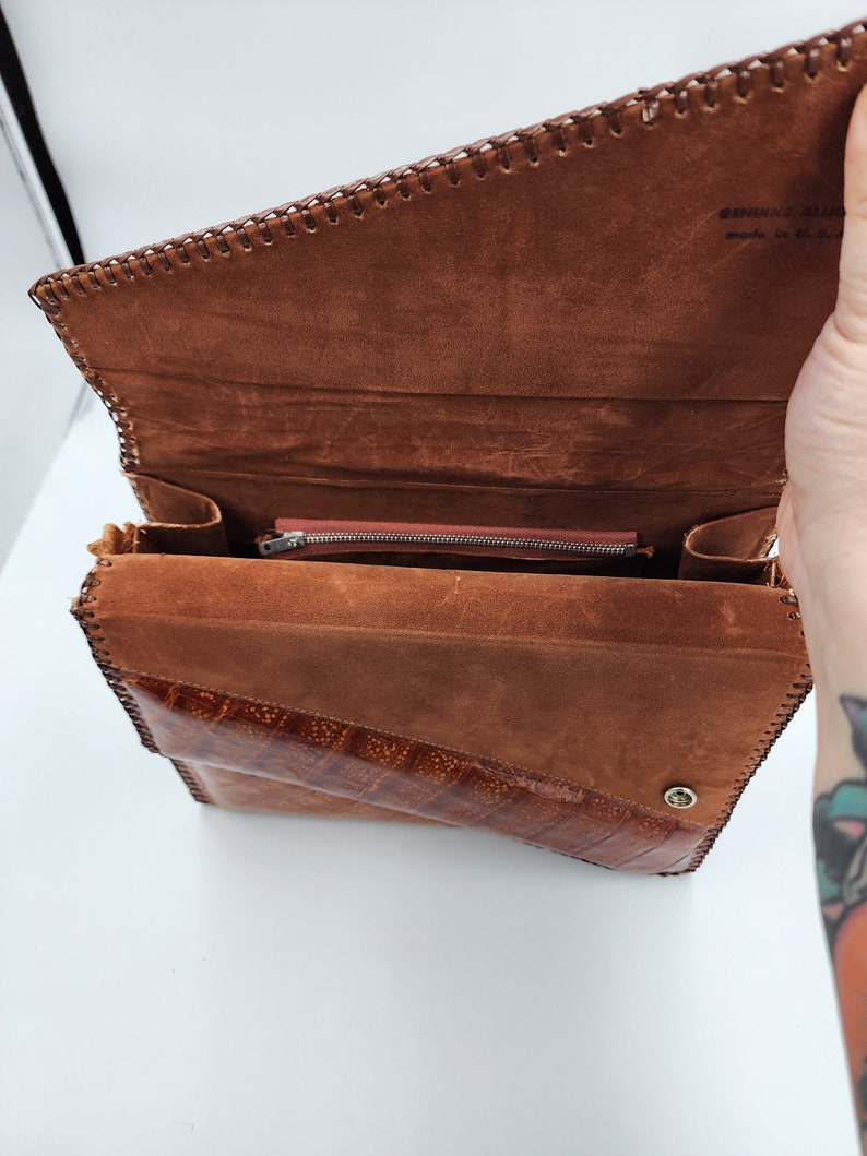 AS IS Midcentury Old Antique Taxidermy Alligator Purse Handbag Leather ...