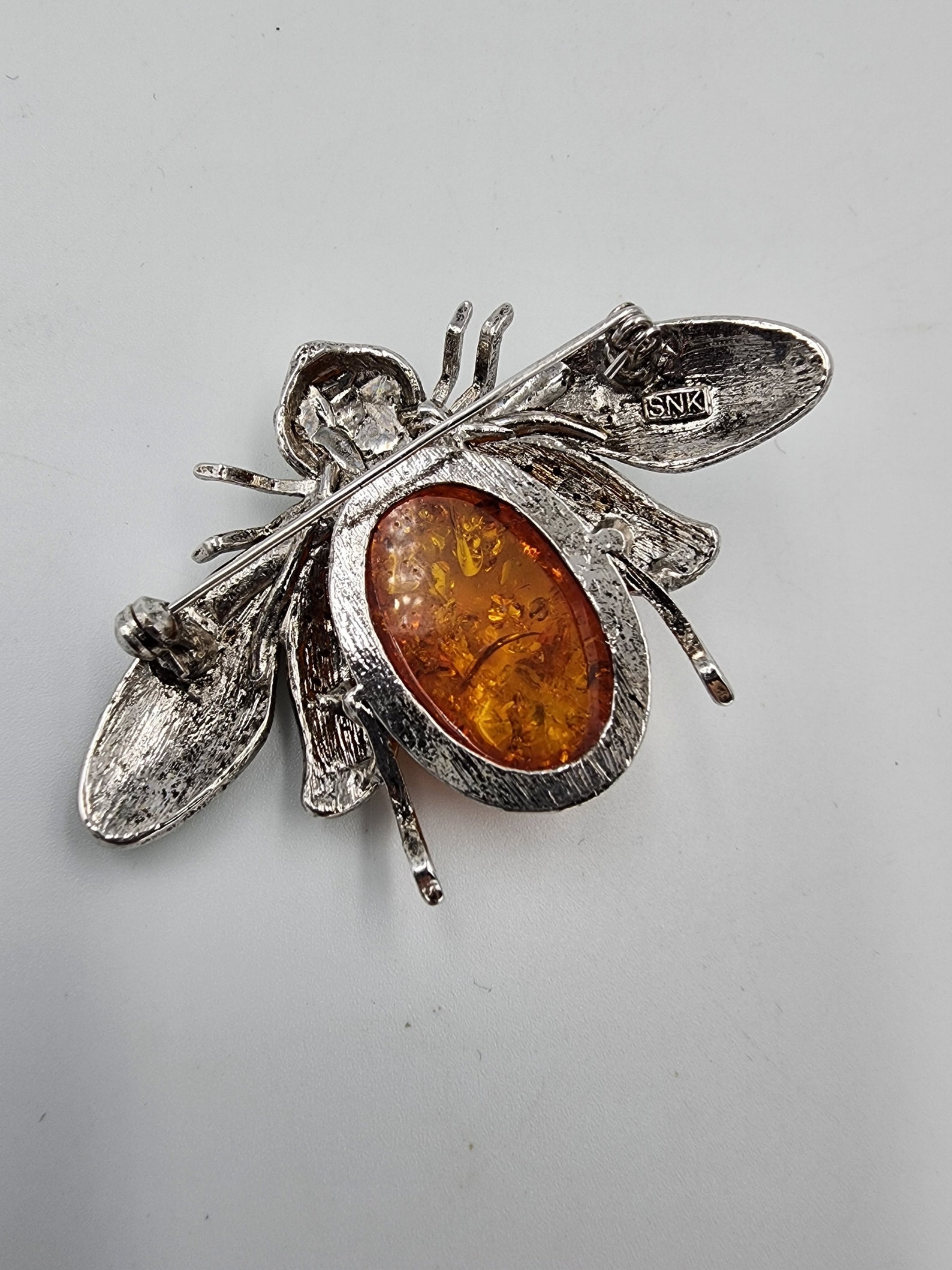 Gorgeous Large Bee Pin Brooch Green Blue Crystal Pave Silver Orange ...
