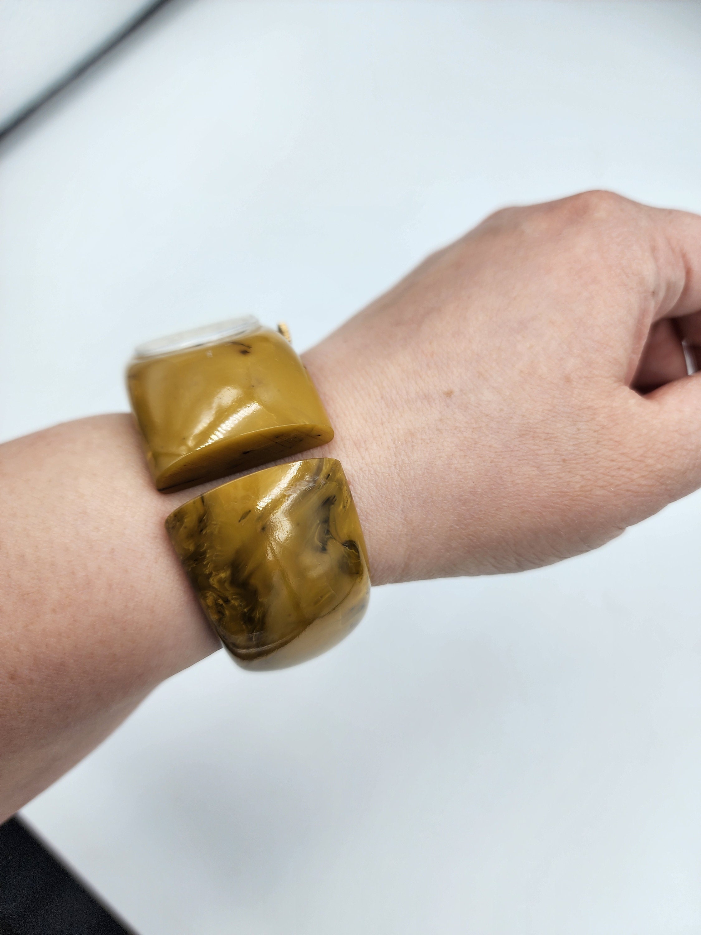 1940s Yellow Bakelite Watch Cuff Bracelet Bangle, Belair Swiss - Etsy