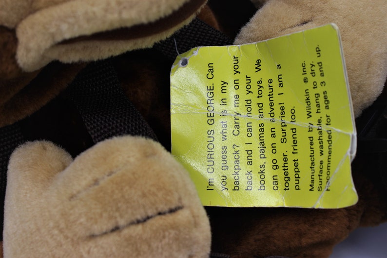 Vintage Retro 1990s 90s Curious George Back Pack Purse Handbag Plush ...