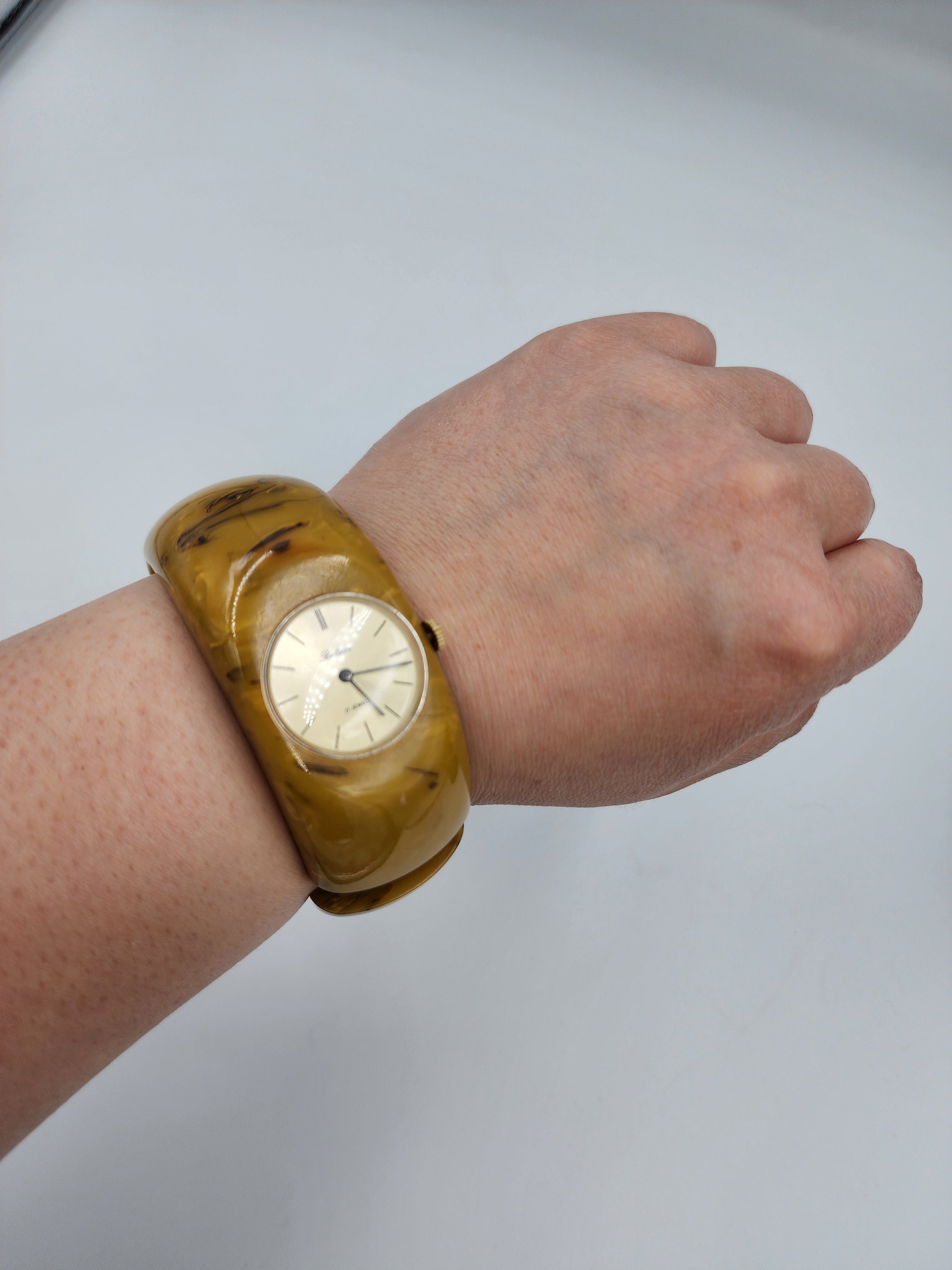 1940s Yellow Bakelite Watch Cuff Bracelet Bangle, Belair Swiss - Etsy