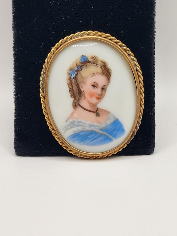 ANTIQUE Porcelain French France Limoges PORTRAIT Broo… - Gem