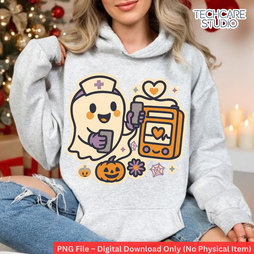 Nurse Ghost With Defibrillator PNG | Kawaii Halloween Medical Clipart ...