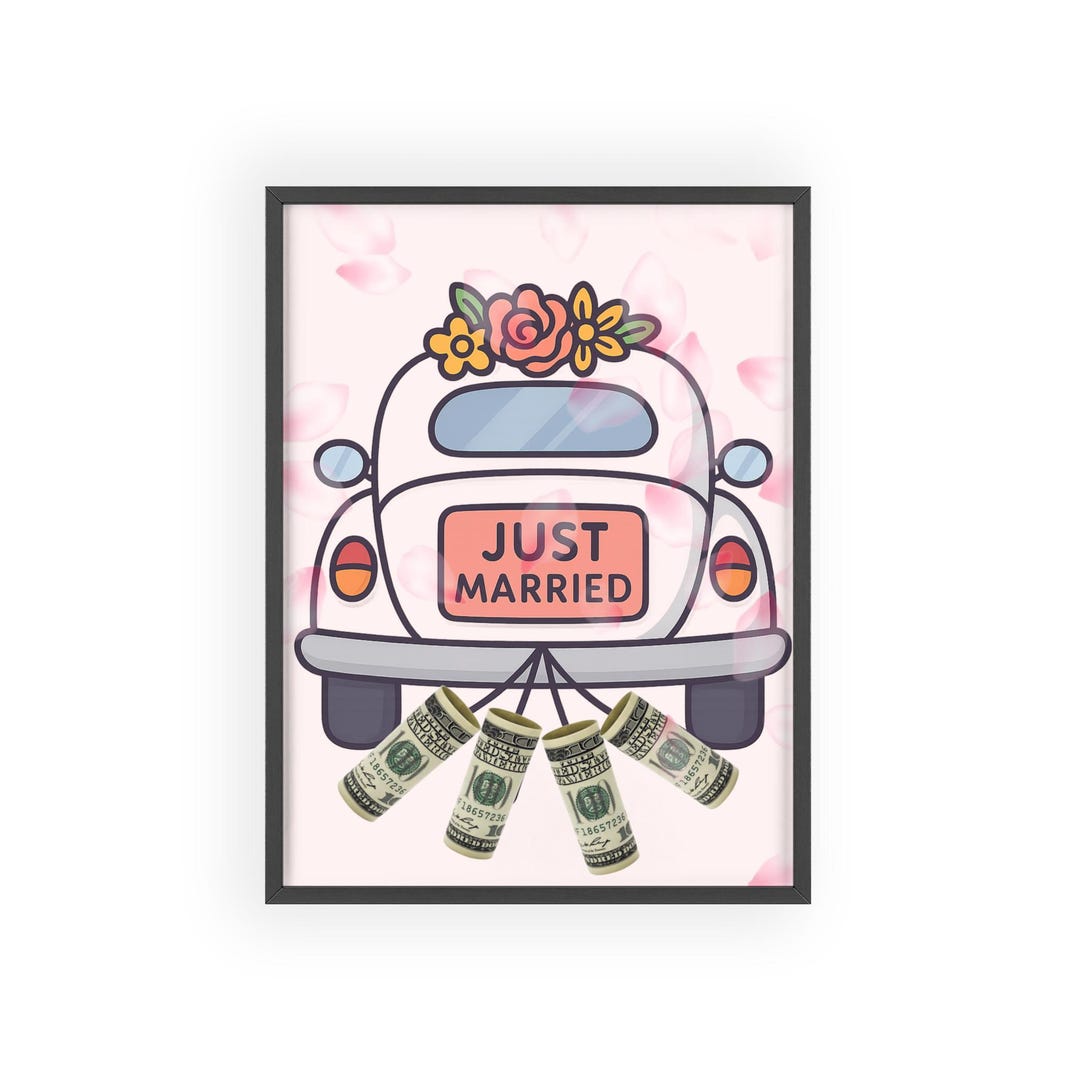 Just Married Poster Decor, Wedding Gift Idea, Framed Art Print ...