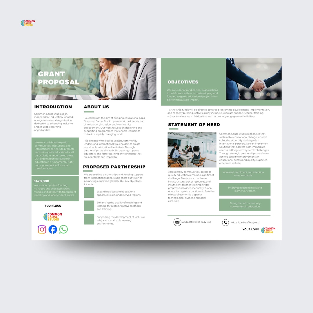 Digital Product | Editable Grant Proposal | Template Canva and Word ...