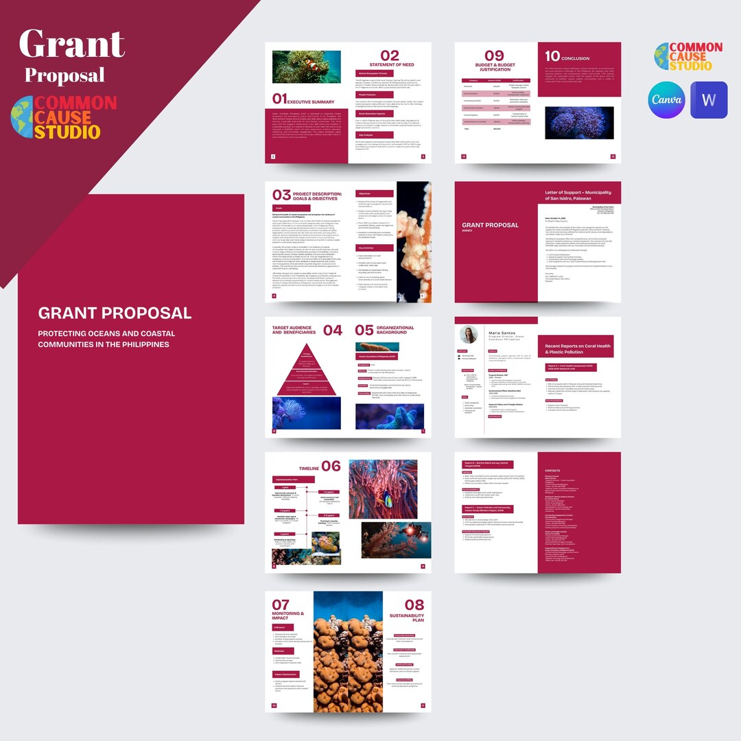 Digital Product | Editable Grant Proposal Template in Canva Word ...