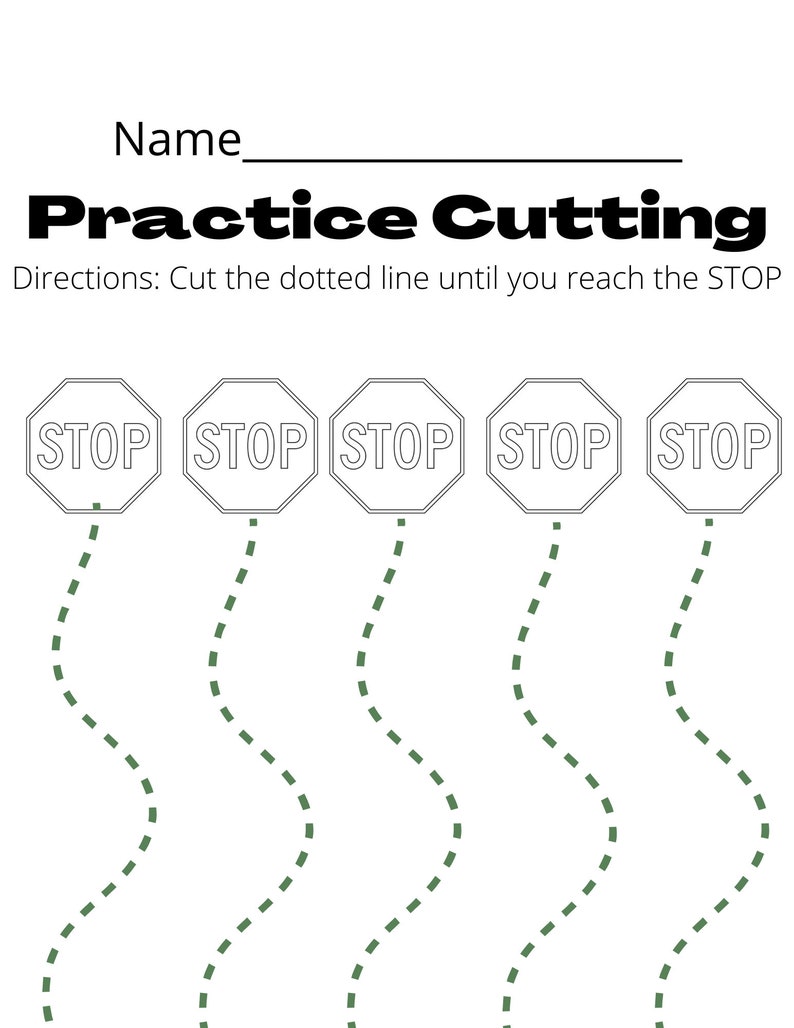 Cutting Practice Worksheet - Curvy Lines - Etsy