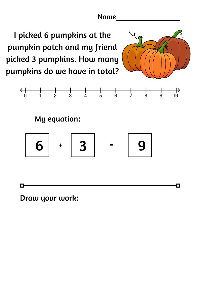 Halloween Theme Addition Worksheets Kindergarten (addition up to 10) - Etsy
