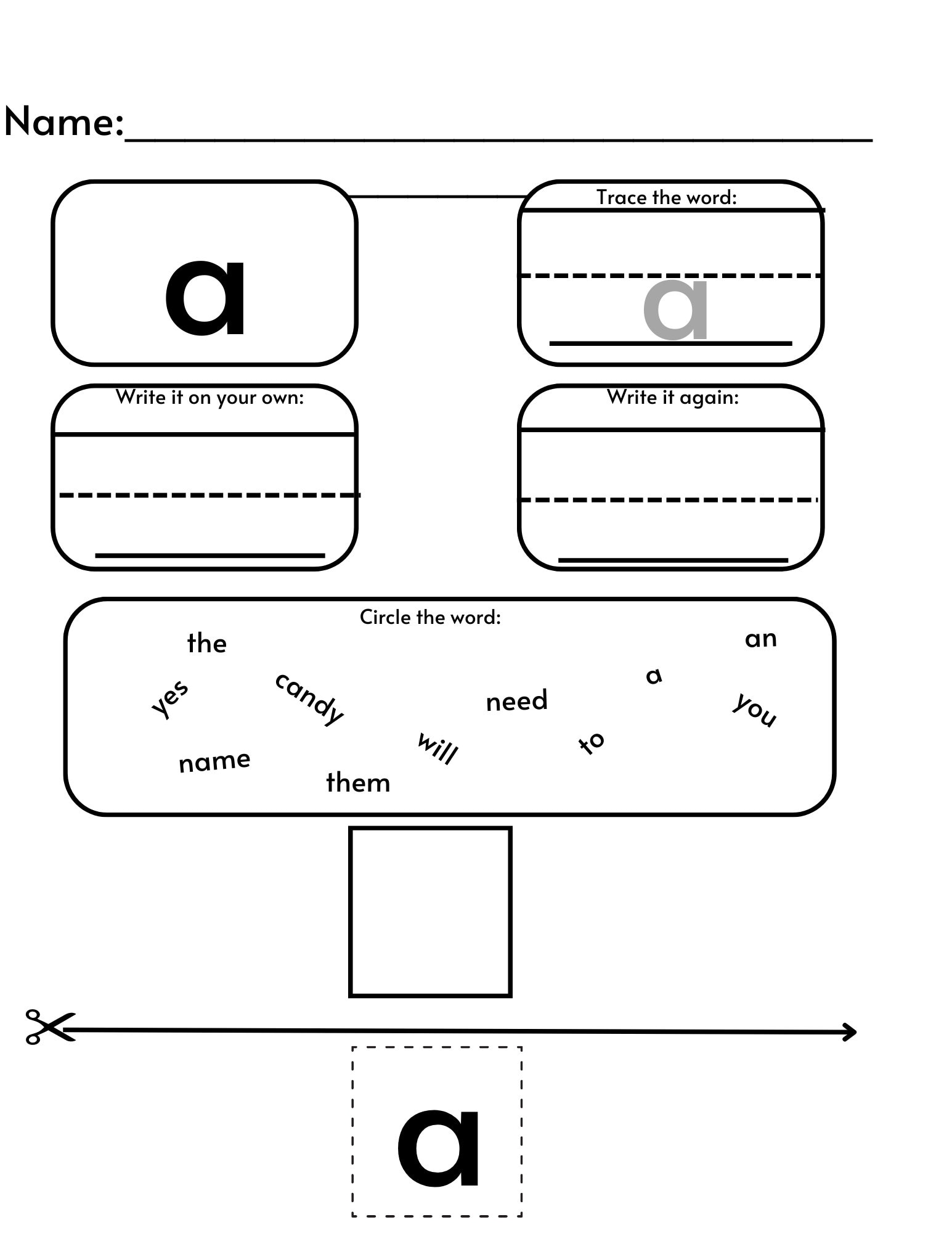 Sight Word Worksheet-a - Etsy