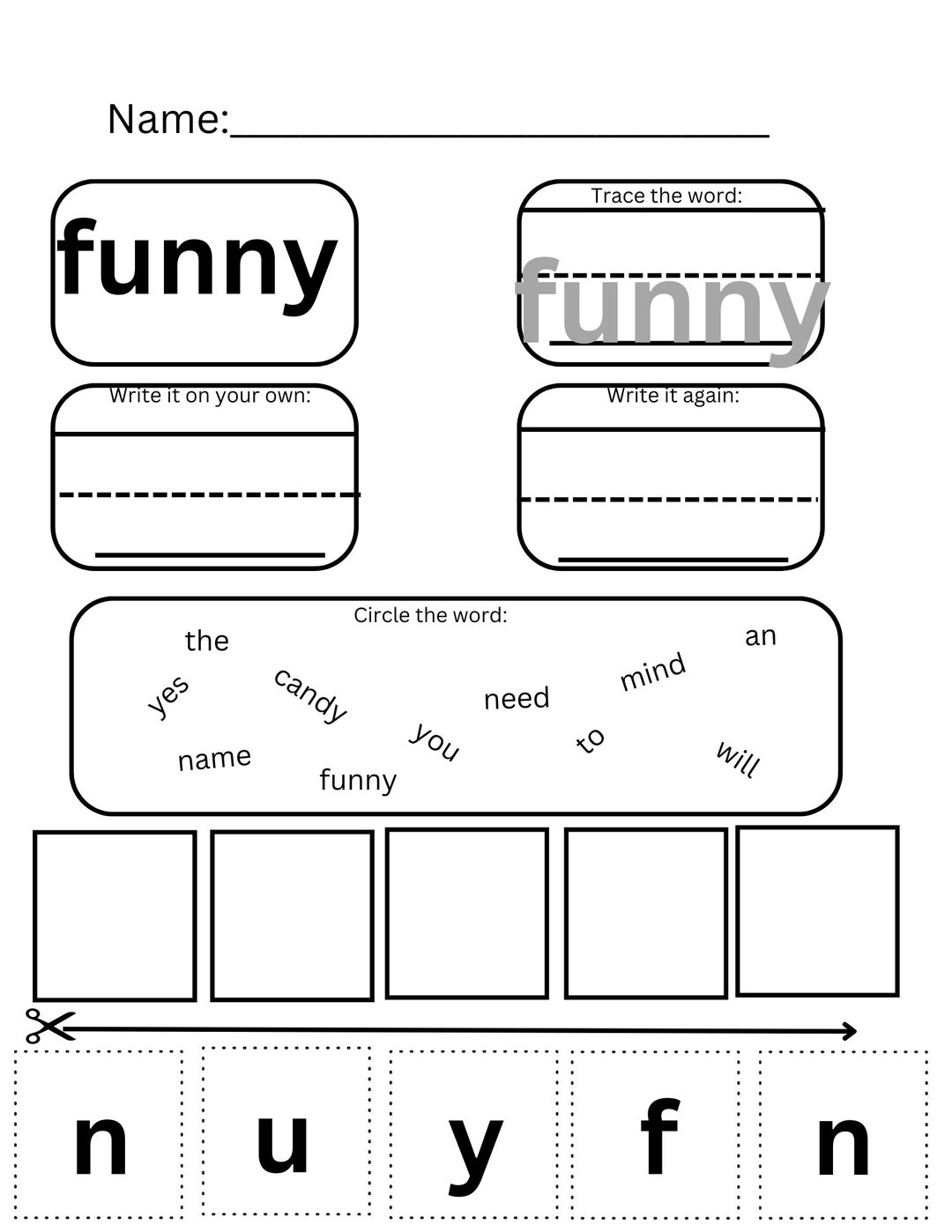 Sight Word Worksheet-funny - Etsy