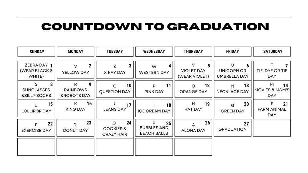 Graduation Countdown Calendar - Etsy
