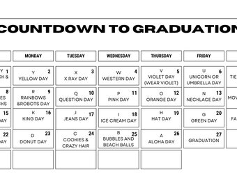 Graduation Countdown Calendar Printable, Graduation Ceremony ...