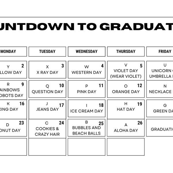Graduation Countdown Calendar - Etsy