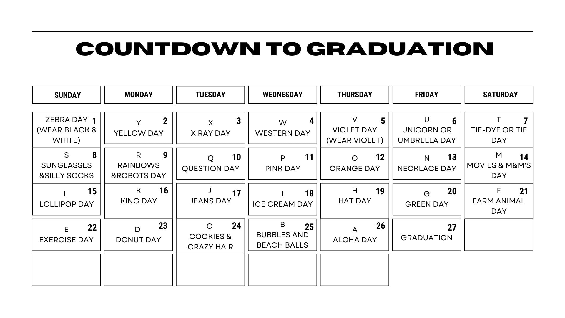 Graduation Countdown Calendar - Etsy