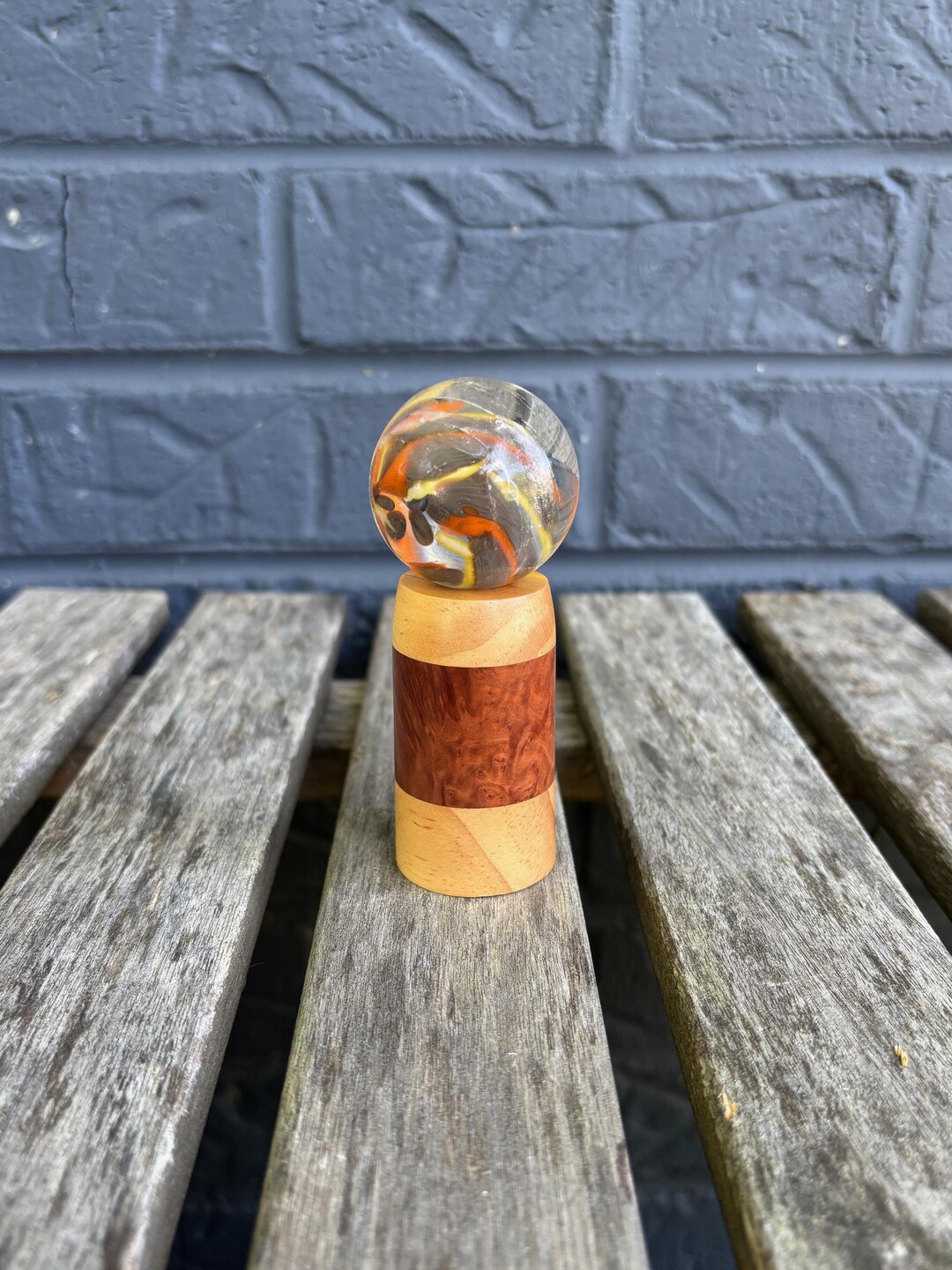 Hand Made Glass Marble Stand Made From Pine and Burl Wood - Etsy
