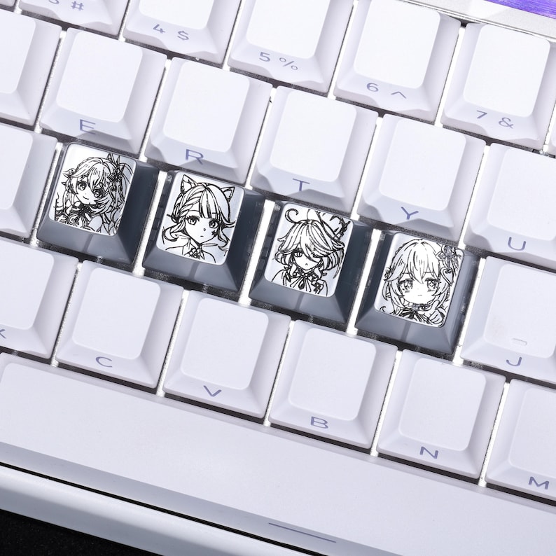 Genshin Fontaine Metal Keycap Set Laser Engraved Zinc Alloy Keycaps ...