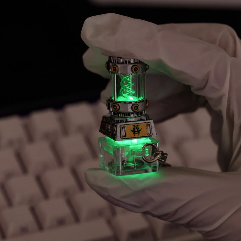 Biohazard Lab Capsule Keycap Handcrafted Resin Sci-fi Reactor Artisan ...