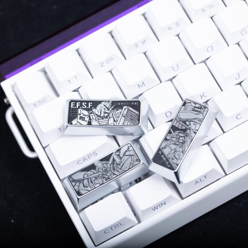 Gundam Metal Keycap Set 3 Piece Zinc Alloy Engraved Spacebars ...