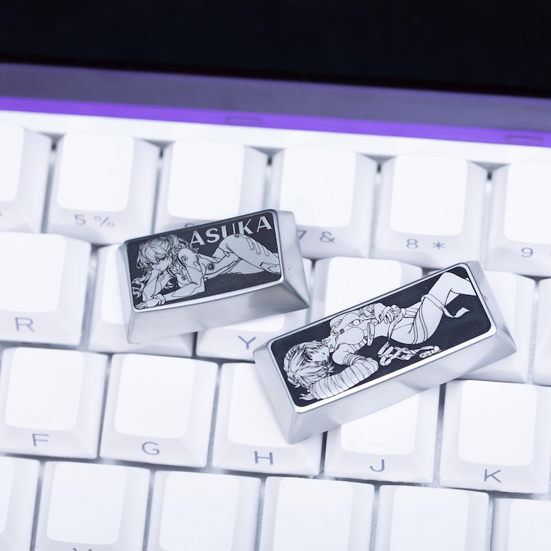 Asuka Rei Artisan Keycap Set Handmade Anime Inspired Keyboard Key Cute ...
