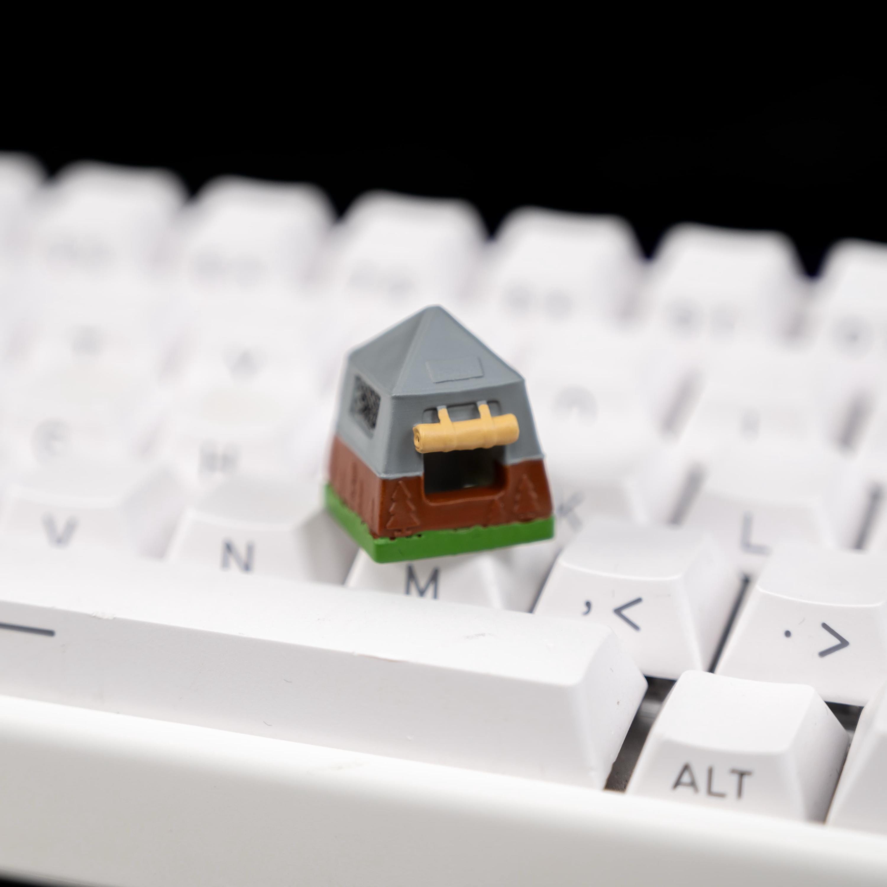 Cozy Camping Life Artisan Keycap Set Tent Cat on Chair BBQ Grill Scene ...
