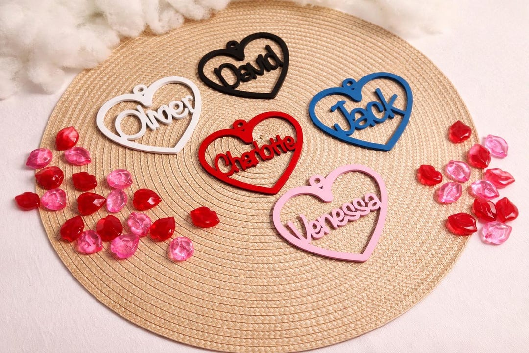 Valentine's Day Name Tags / Wooden Heart Name Tags / Wooden Gift Labels ...