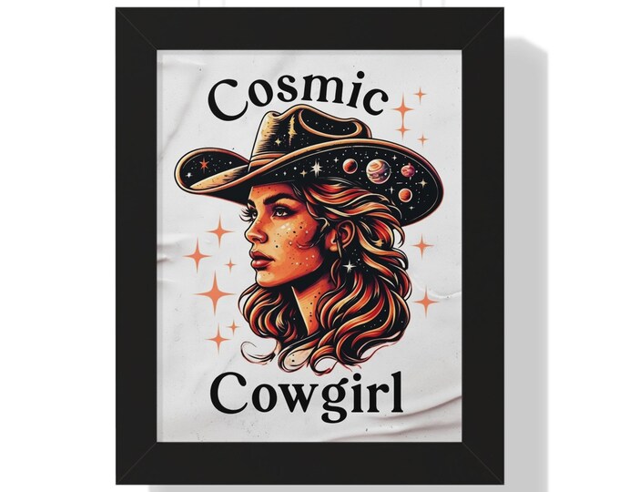 Retro Cosmic Cowgirl Print, Surreal Cowboy Poster, Vintage Western ...