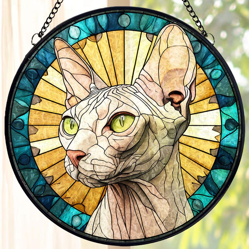 Stained Glass Hairless Cat - Etsy