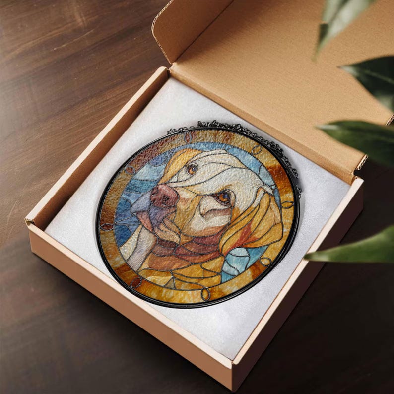 Labrador Stained Glass Suncatcher: Yellow Lab Pet Memorial, Dog Breed ...
