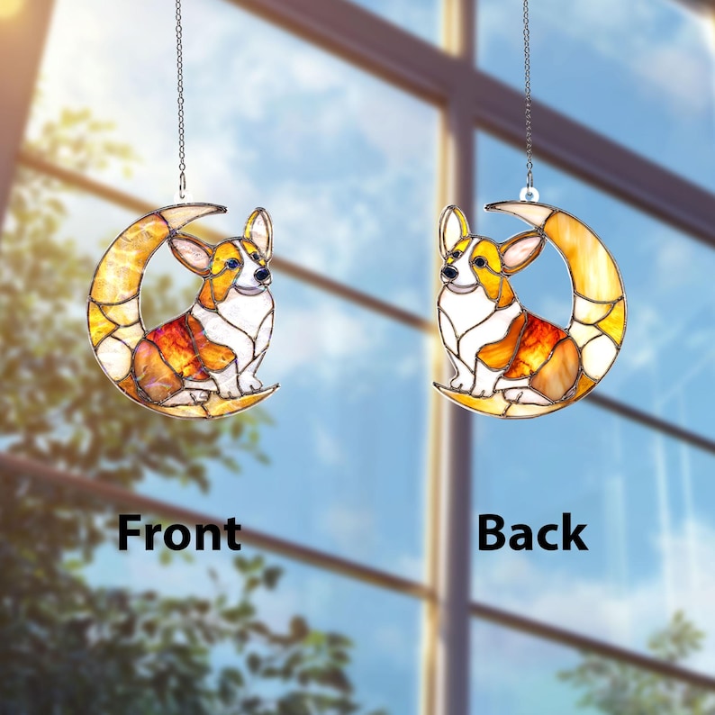 Corgi Dog Acrylic Suncatcher, Stained Glass Style Window Decor, Pet ...