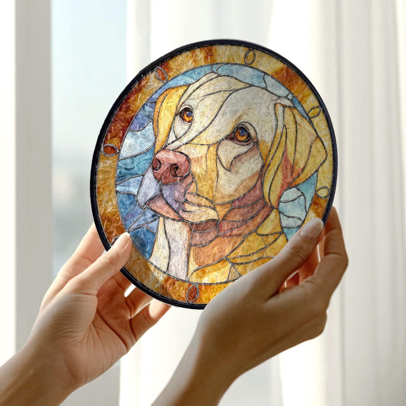 Labrador Stained Glass Suncatcher: Yellow Lab Pet Memorial, Dog Breed ...