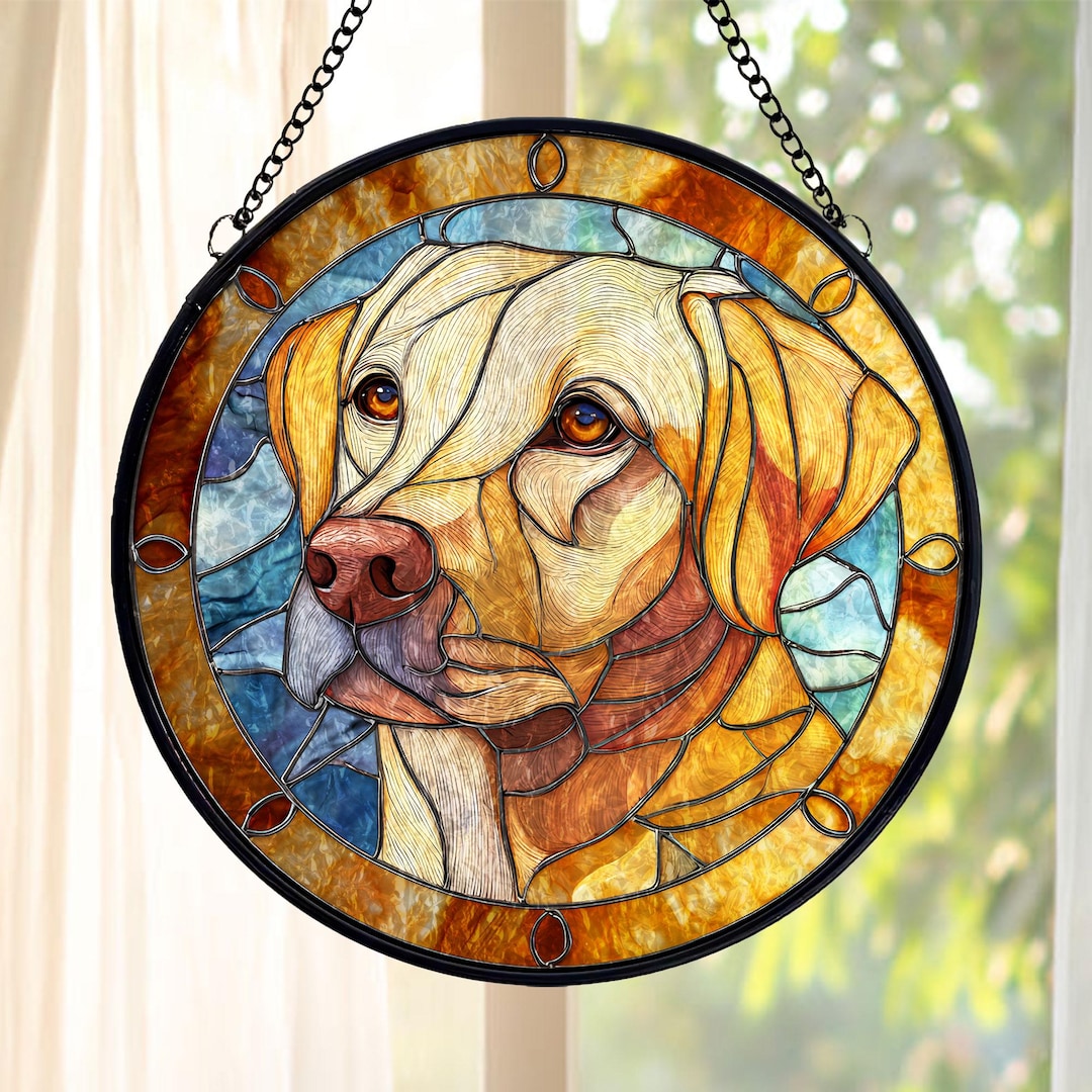 Labrador Stained Glass Suncatcher: Yellow Lab Pet Memorial, Dog Breed ...
