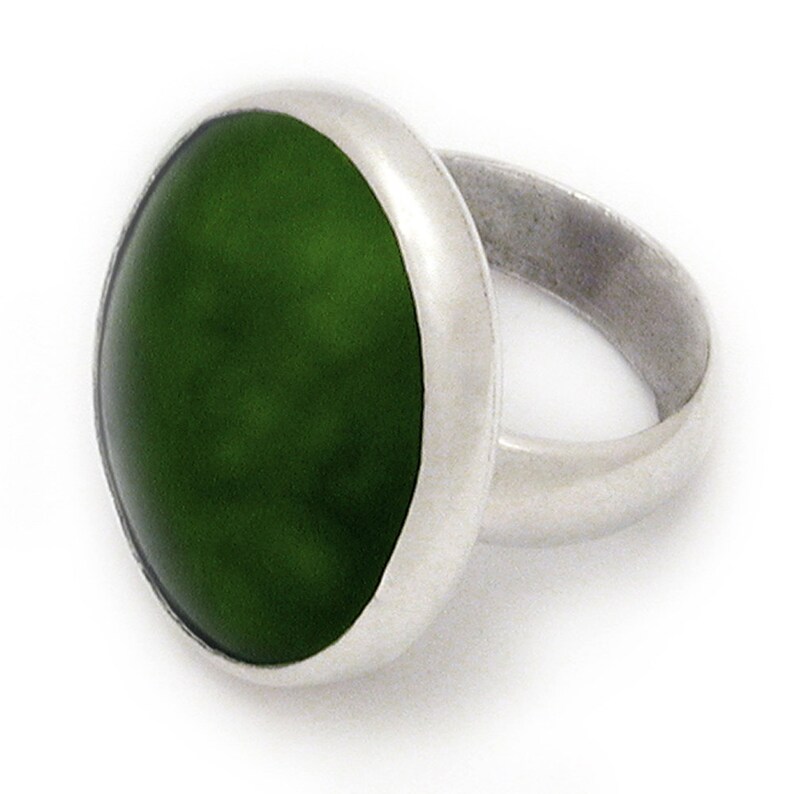 New Zealand Greenstone and Sterling Silver Ring Large - Etsy