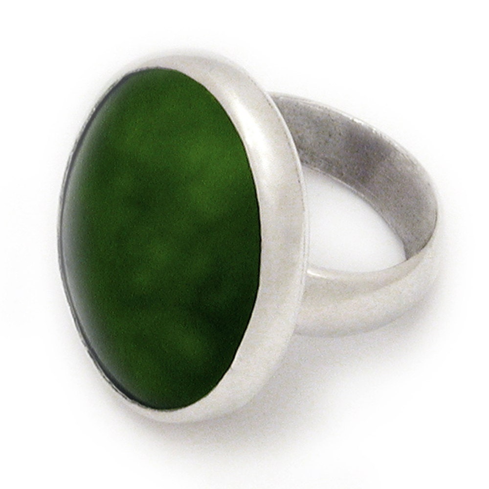 New Zealand Greenstone and Sterling Silver Ring Large - Etsy