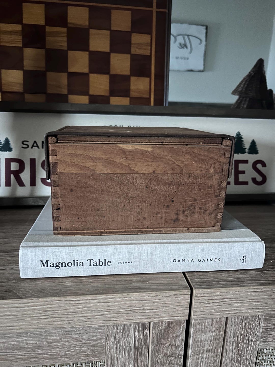 Vintage Wooden Cigar Box • Rustic Dovetail Storage Box • Primitive ...