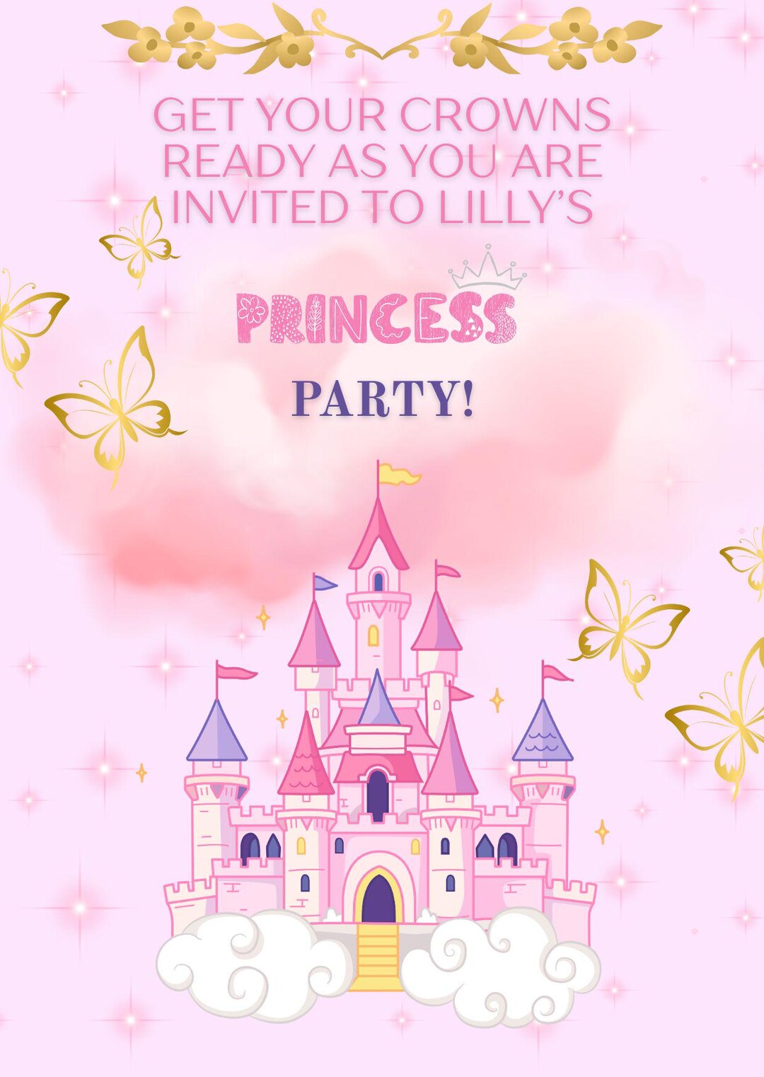 Princess Birthday Invitation, Printable Princess Invite, Editable ...