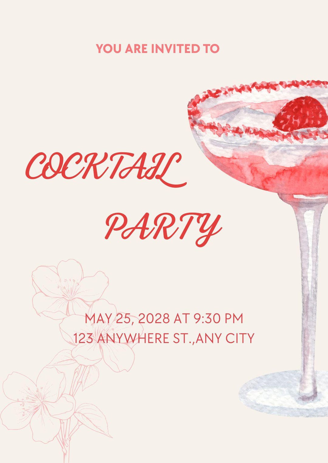 Cocktail Party Invitation, Printable Cocktail Invite, Editable Cocktail ...