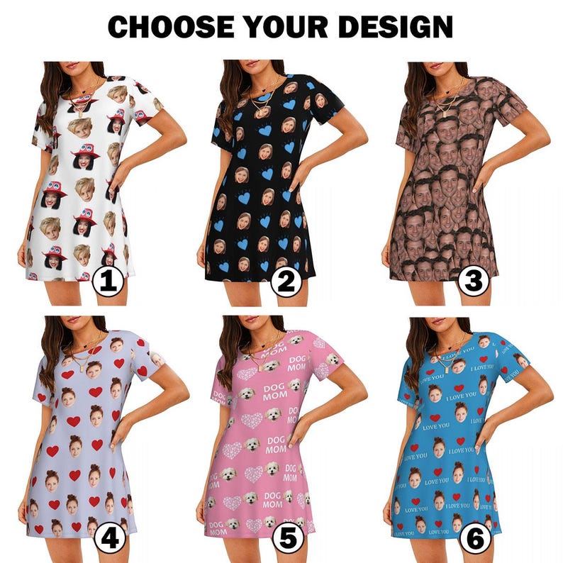 Custom Face Nightgown, Personalized Photo Pajama Dress for Women, Funny ...