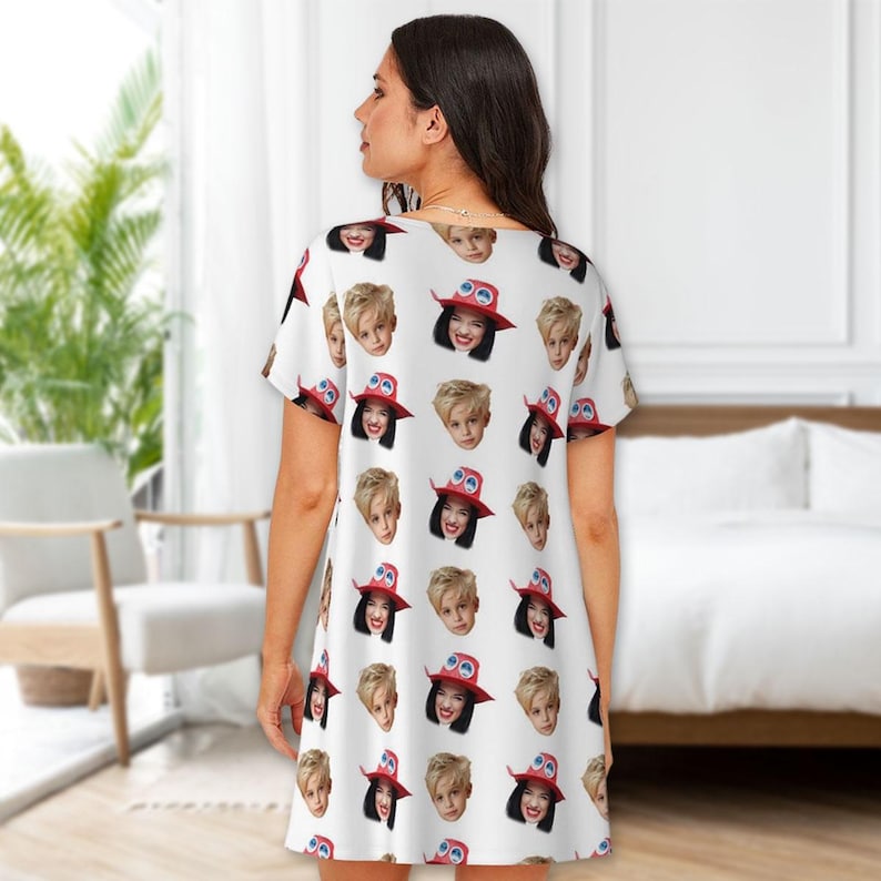 Custom Face Nightgown, Personalized Photo Pajama Dress for Women, Funny ...