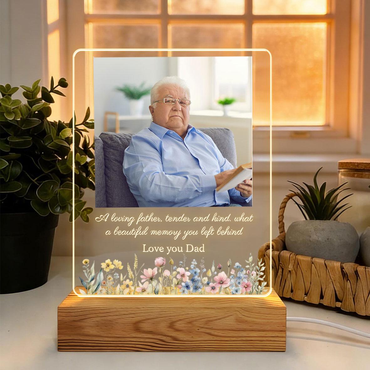 Personalized Memorial Photo LED Lamp – Custom Wood Night Light – in ...