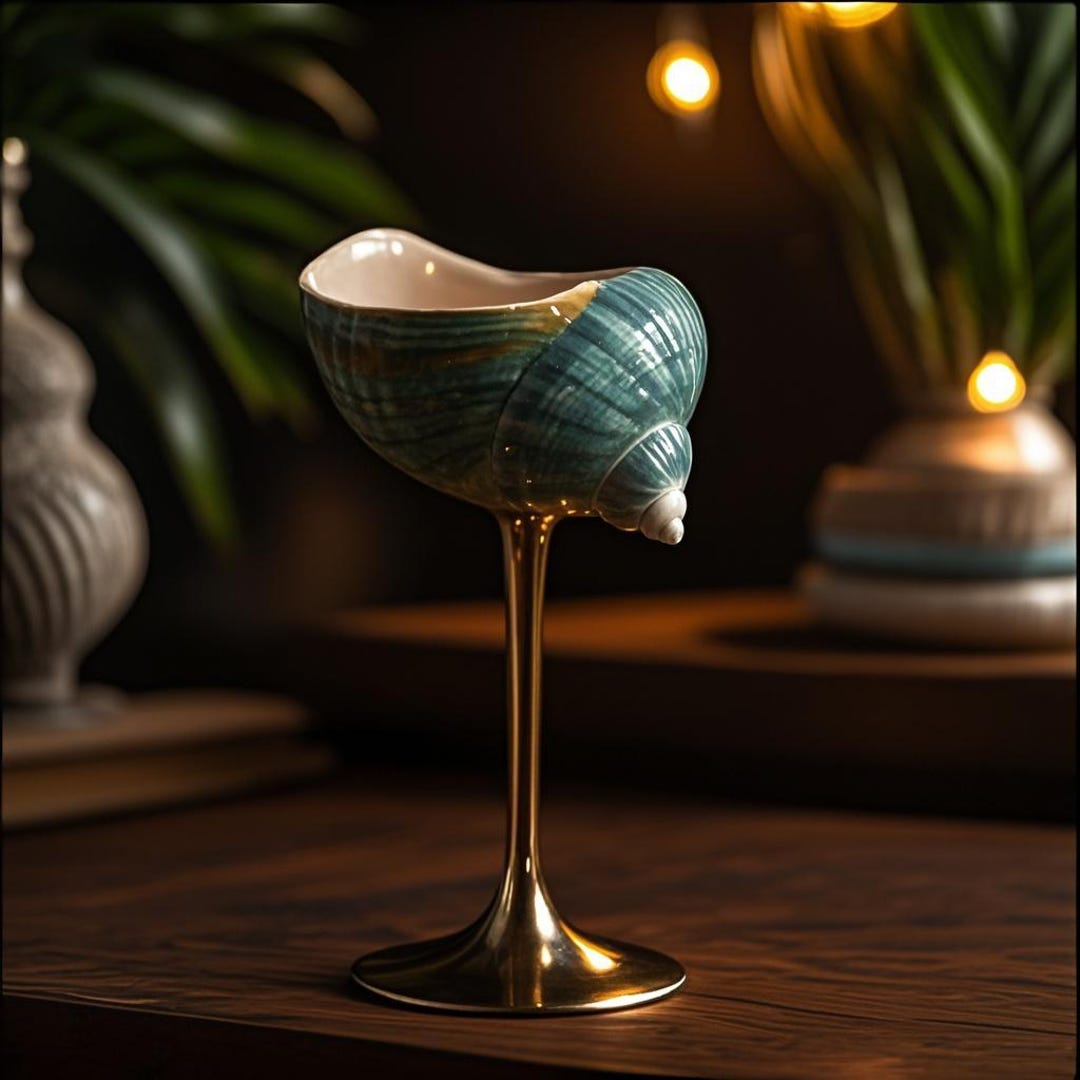 Handmade Conch Shell Wine Glass: Silver Stem Coastal Barware - Etsy