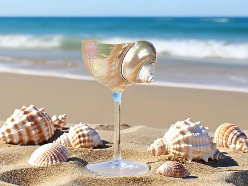 Seashell Champagne Glass: Beach Wedding Cocktail Goblet - Etsy