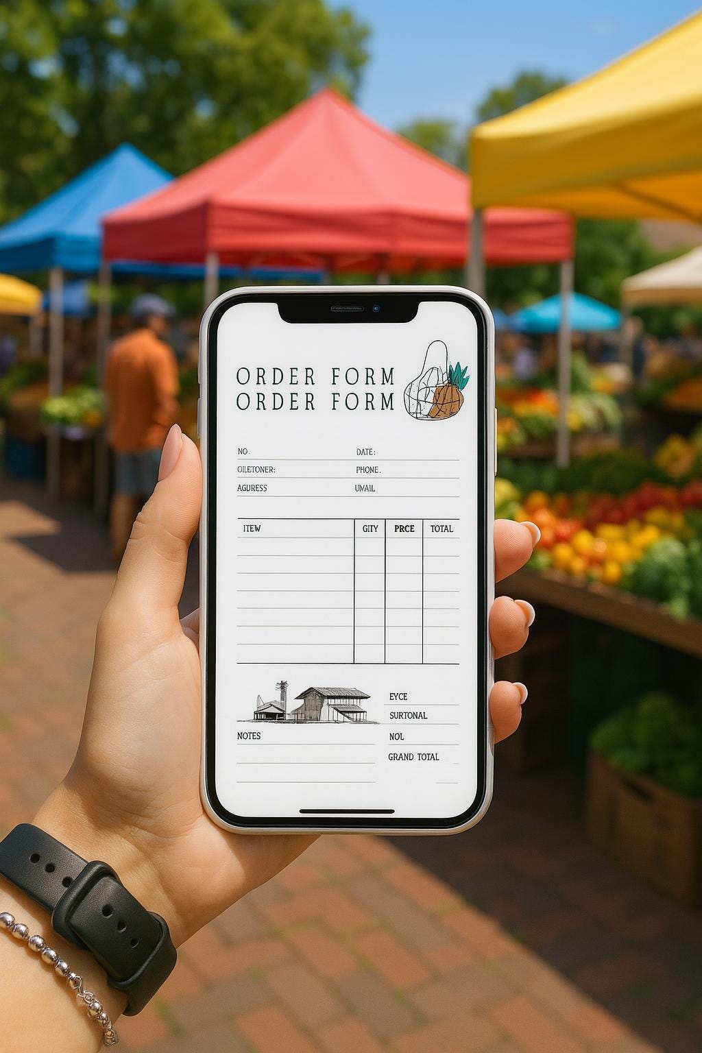 Farmers Market Invoice Template | Printable & Editable | Small Business ...